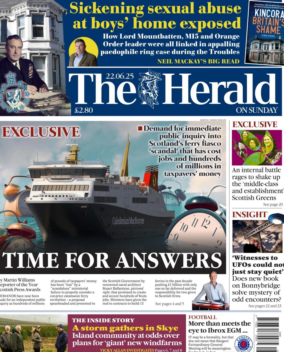 Scotland's papers: Ferry inquiry call and Prestwick war warning - BBC News