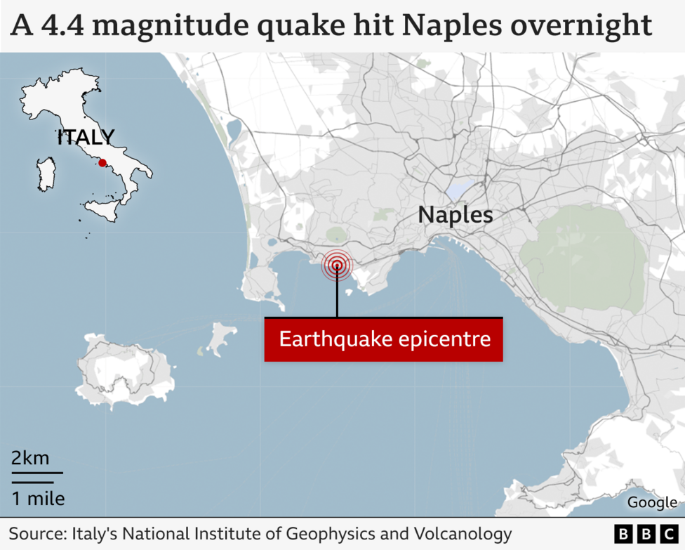 Naples residents camp outdoors after overnight quake - BBC News