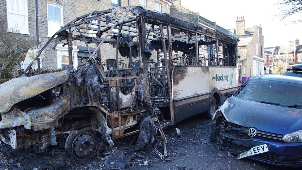 Hackney: Children evacuated as school bus catches fire - BBC News