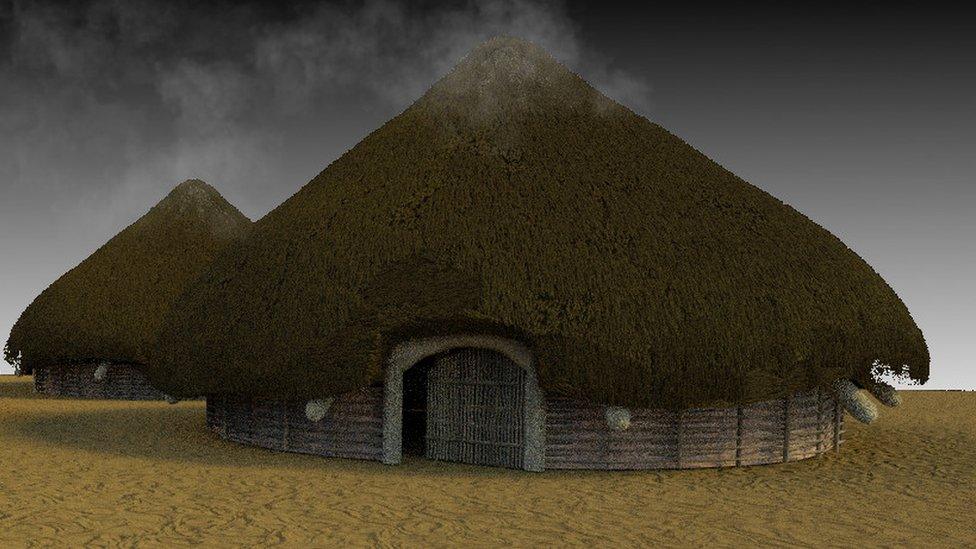 Whithorn Iron Age roundhouse works in full swing - BBC News