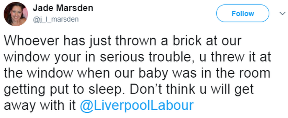 Brick hurled through Liverpool Tory candidate's window - BBC News