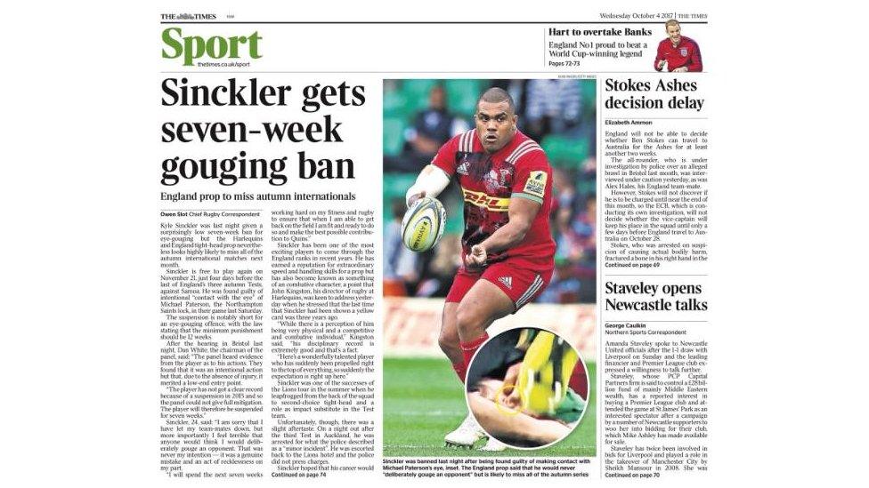 Newspaper back pages - BBC Sport