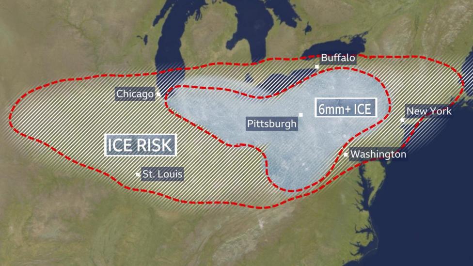 Ice storm warnings as snow and freezing rain target north-east US - BBC ...