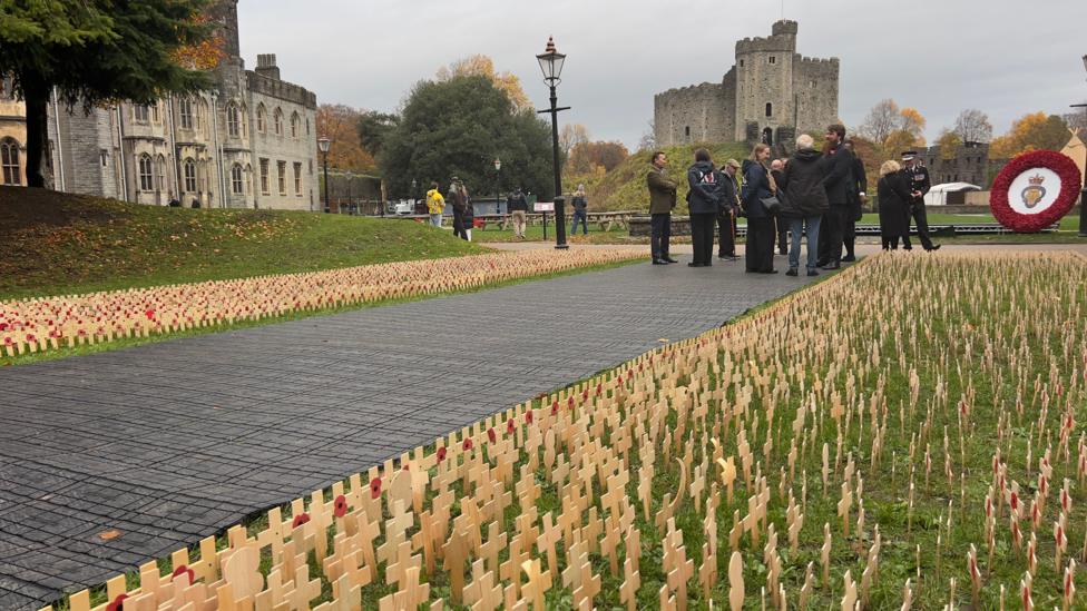Cardiff Castle hosts Field of Remembrance ahead of Armistice Day - BBC News