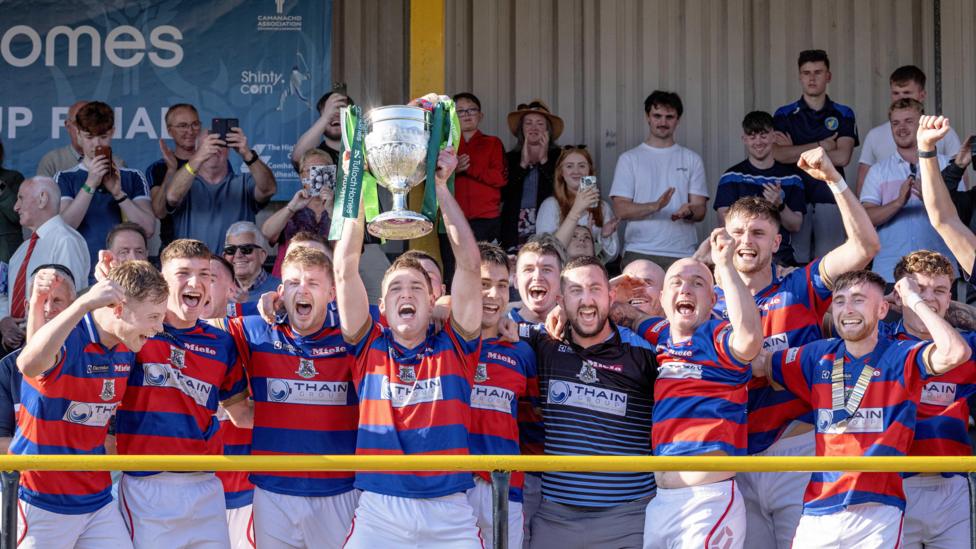 Shinty: Kingussie lift Camanachd Cup to move closer to Grand Slam - BBC ...