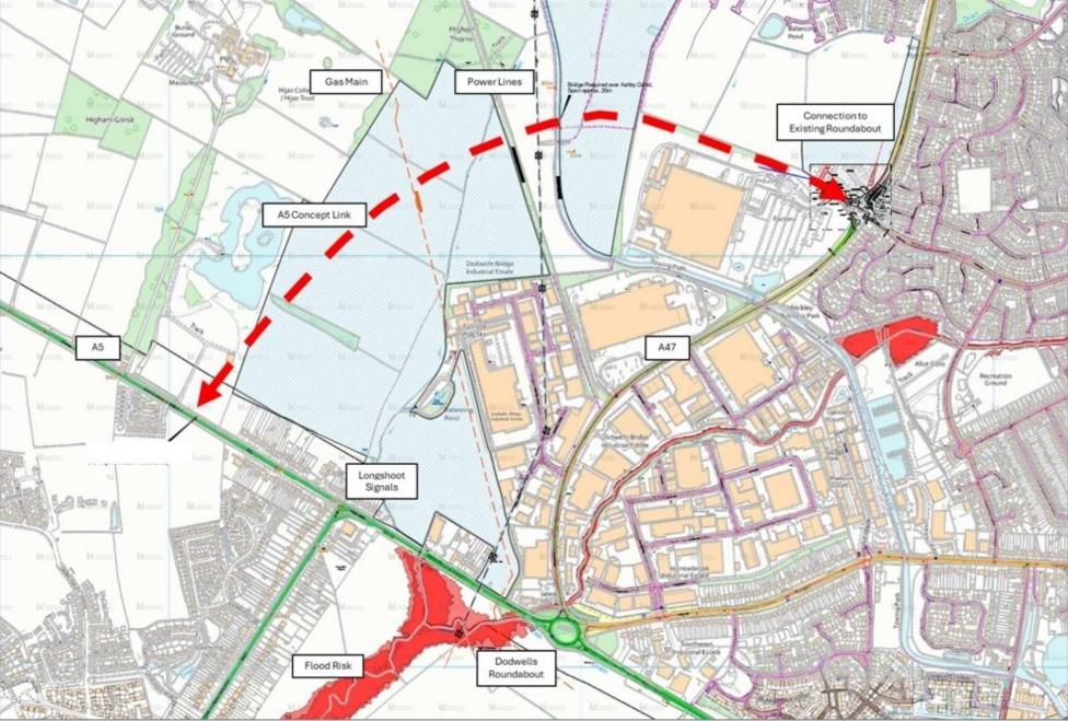New road proposed to connect A5 and A47 near Hinckley - BBC News