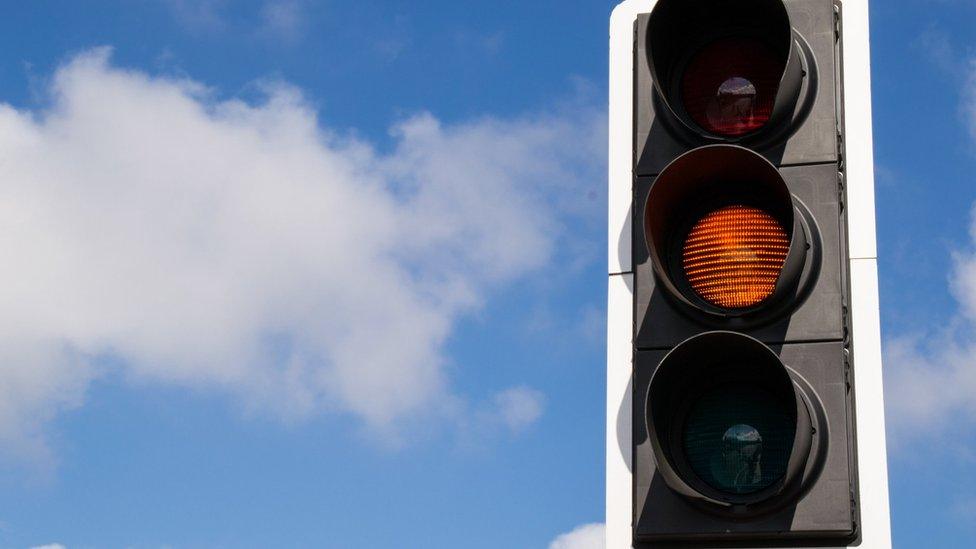 Springholm speed detection lights work begins - BBC News