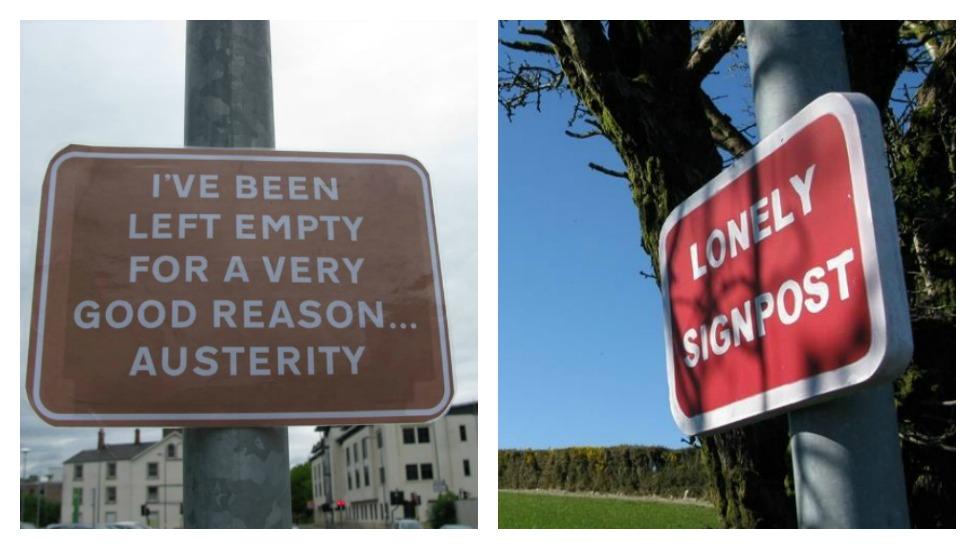 Comedy signs aim to combat 'neglect' of country roads - BBC News