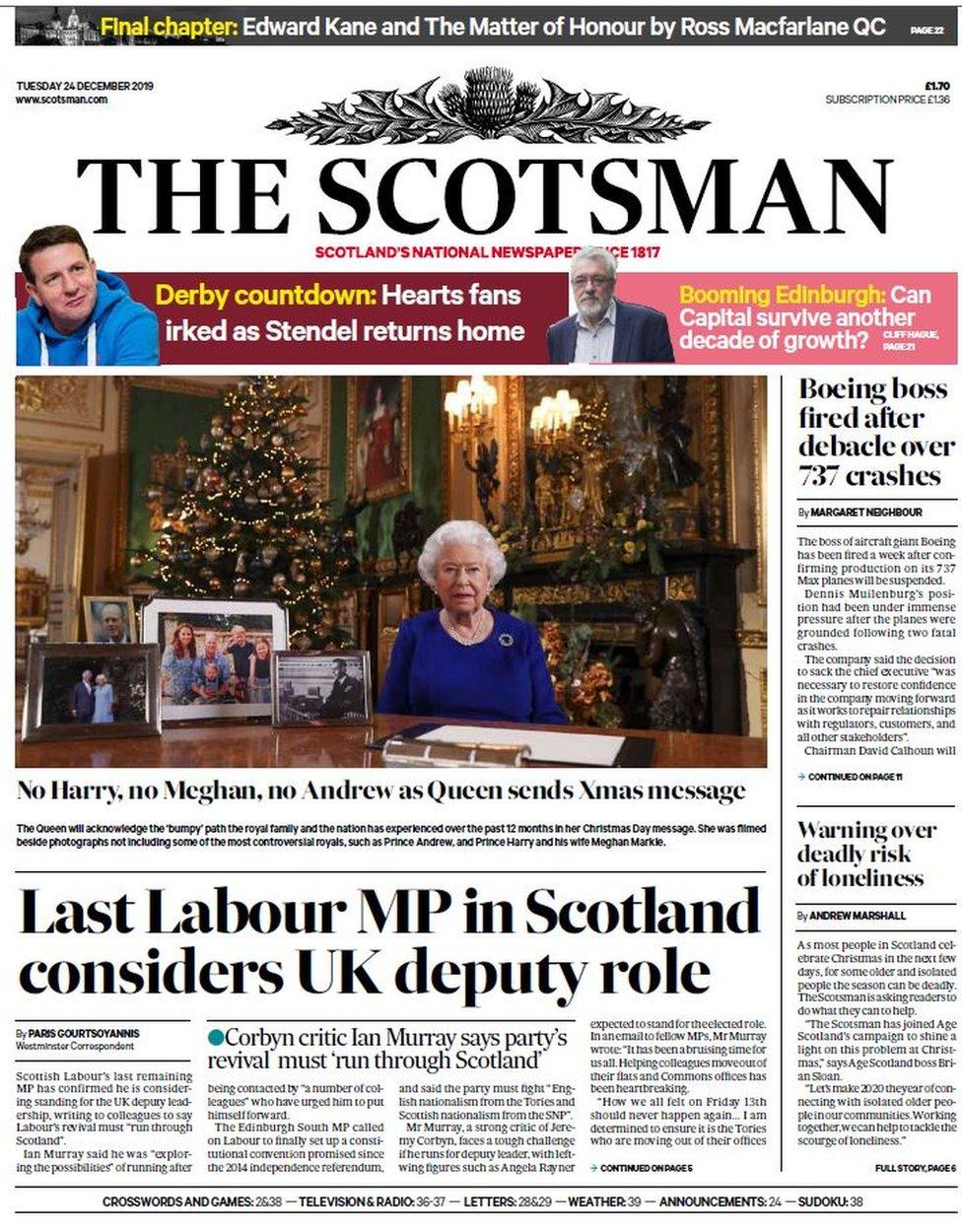Scotland's papers: Queen's 'bumpy year' and Flack assault charge - BBC News