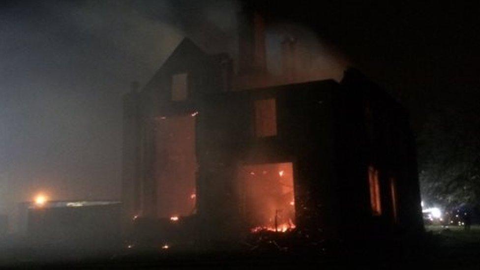 Historic hall gutted by severe fire - BBC News