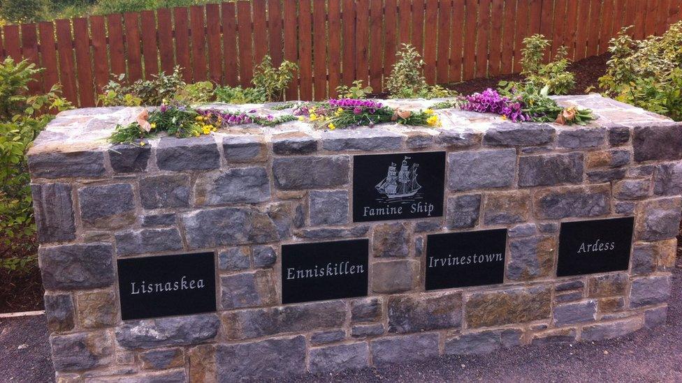 Famine memorial near site of Irvinestown workhouse - BBC News