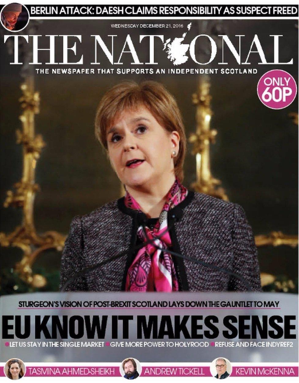 Scotland's papers: Brexit plan 'rejection' and Berlin attack - BBC News