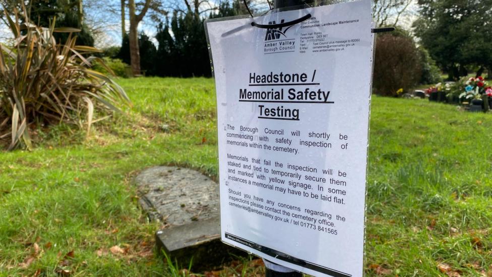 Amber Valley: Gravestones deemed 'unsafe' during cemetery checks - BBC News