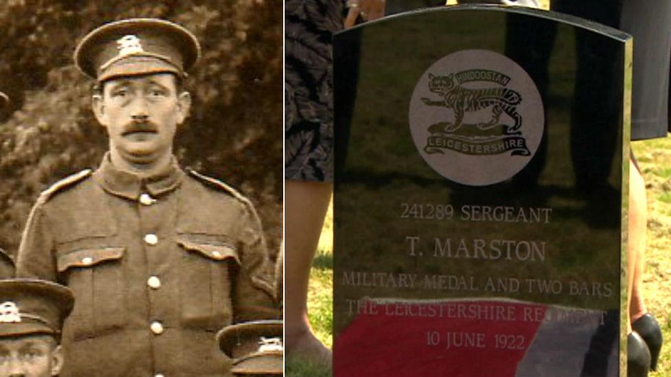 Leicestershire WW1 hero's unmarked grave honoured - BBC News