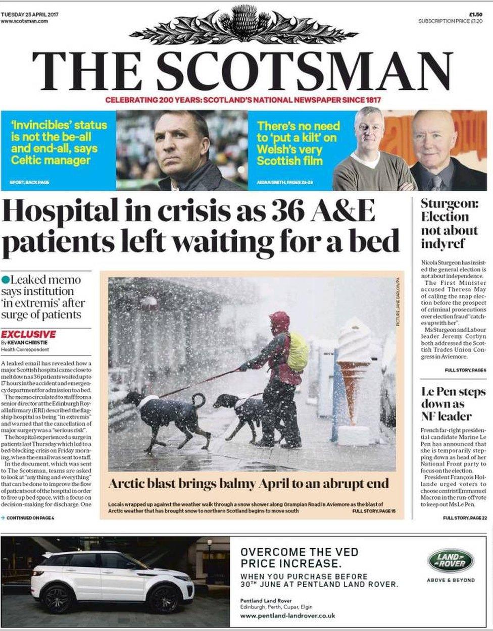 Scotland's papers: Sturgeon 'poll blow' and shark attack hero - BBC News