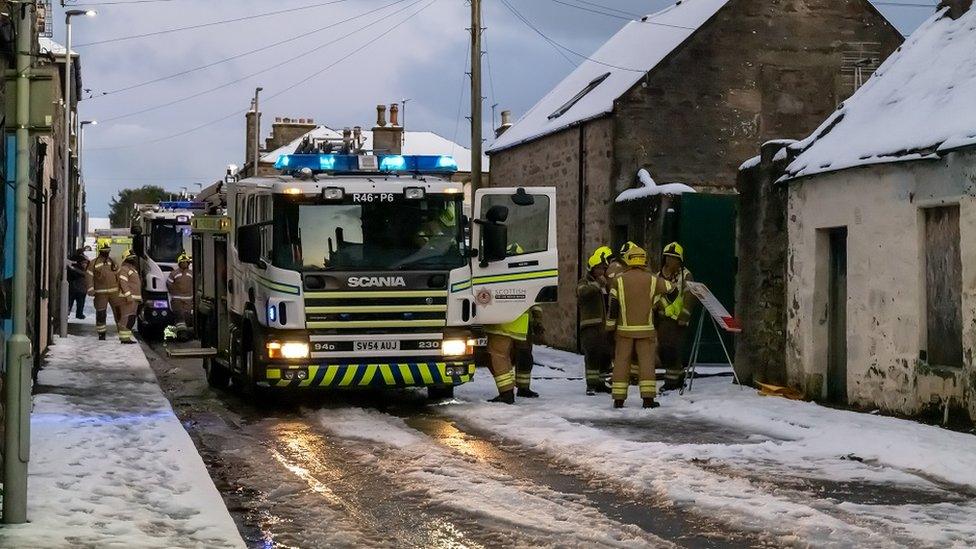 One dead after fire at property in Moray - BBC News