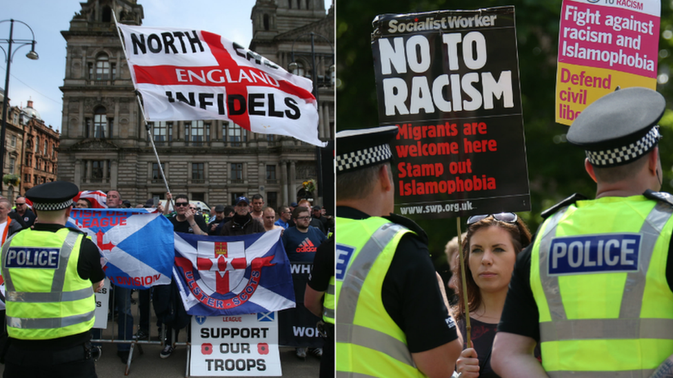 SDL demo met with large counter-protest in Glasgow - BBC News