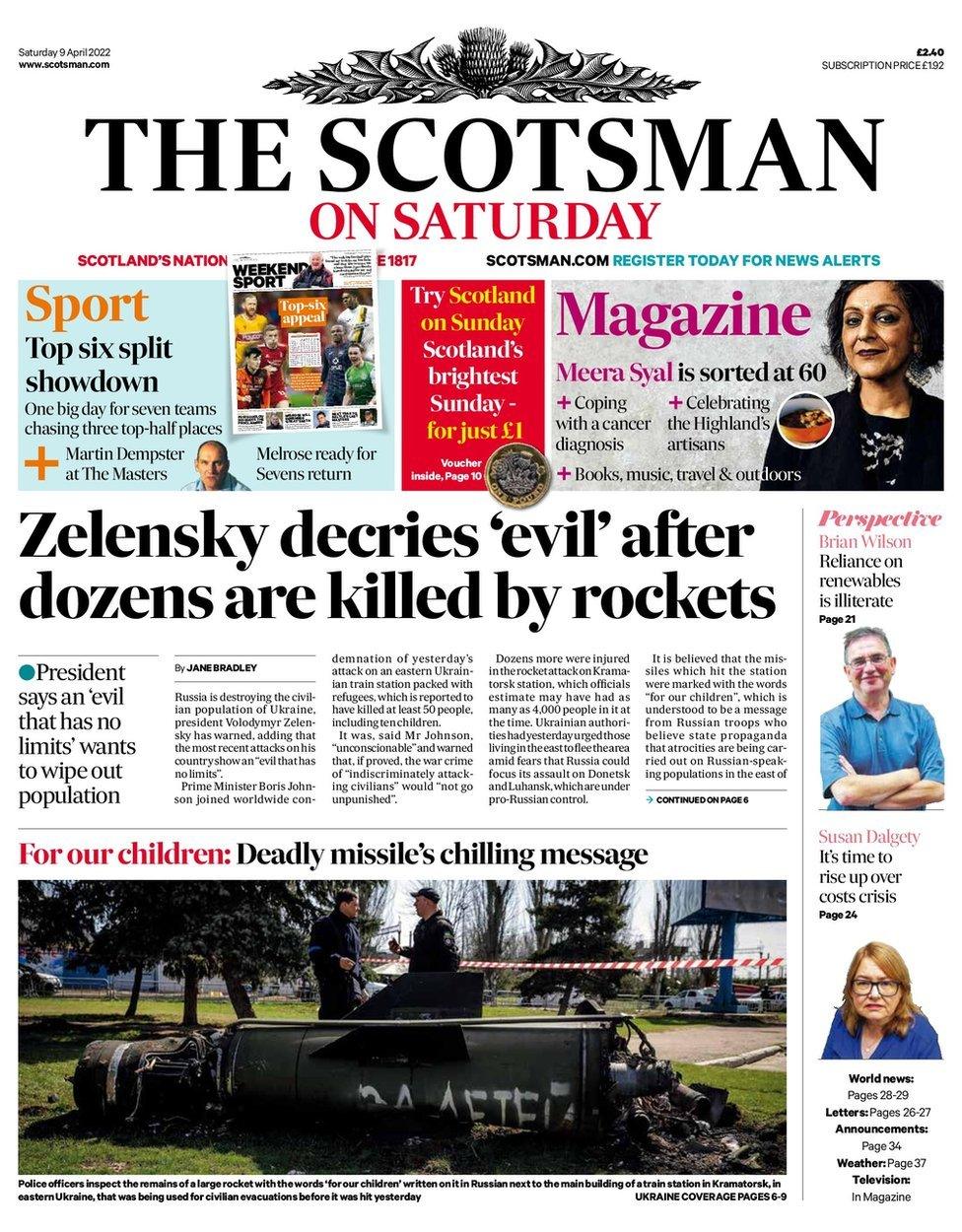 Scotland's papers: 'Evil has no limits' and health boards merger call ...