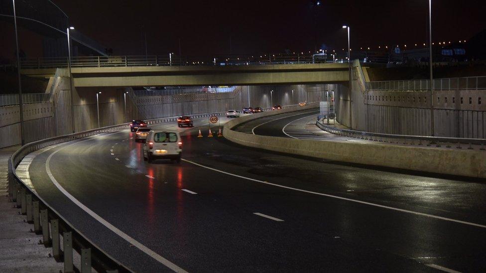 Underpass opens below congested Raith junction - BBC News