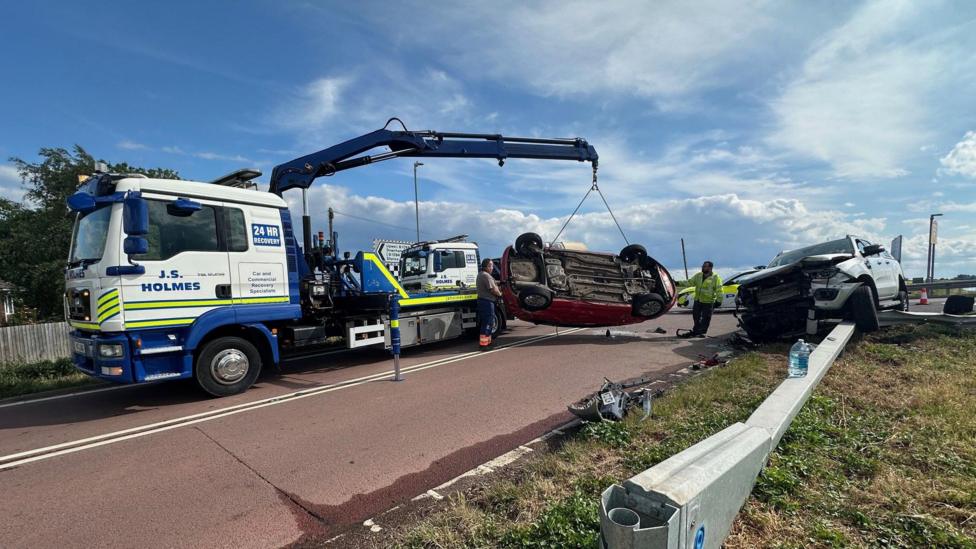 Boots Bridge crash sees driver taken to hospital - BBC News
