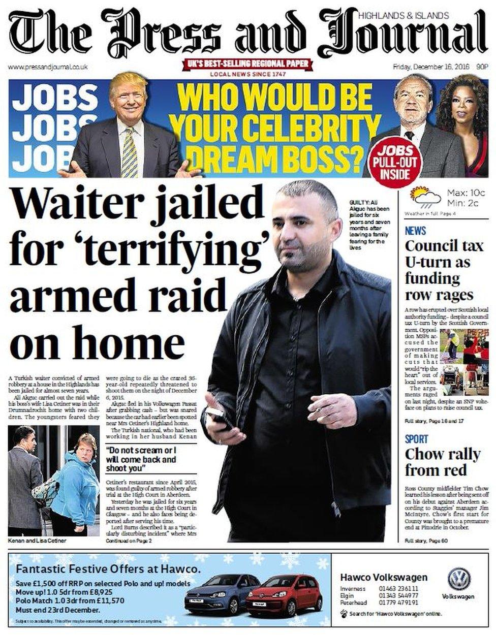 Scotland's papers: Council tax 'fury' and 'Candy Crush' killer - BBC News