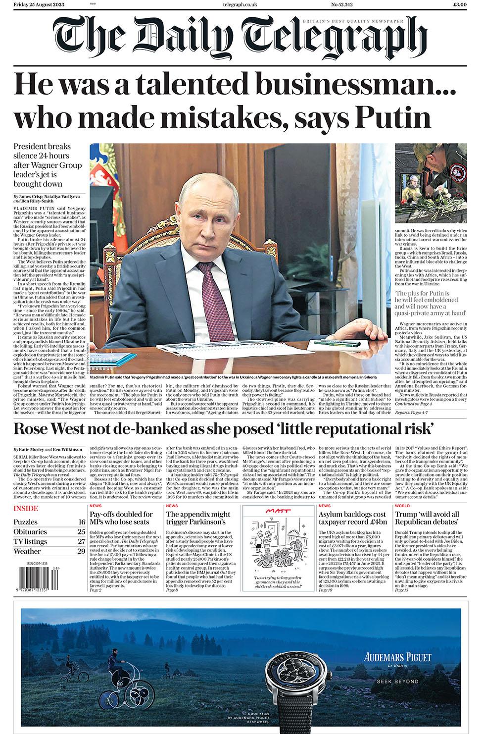 'Putin breaks silence' and 'bomb blew up jet' - BBC News
