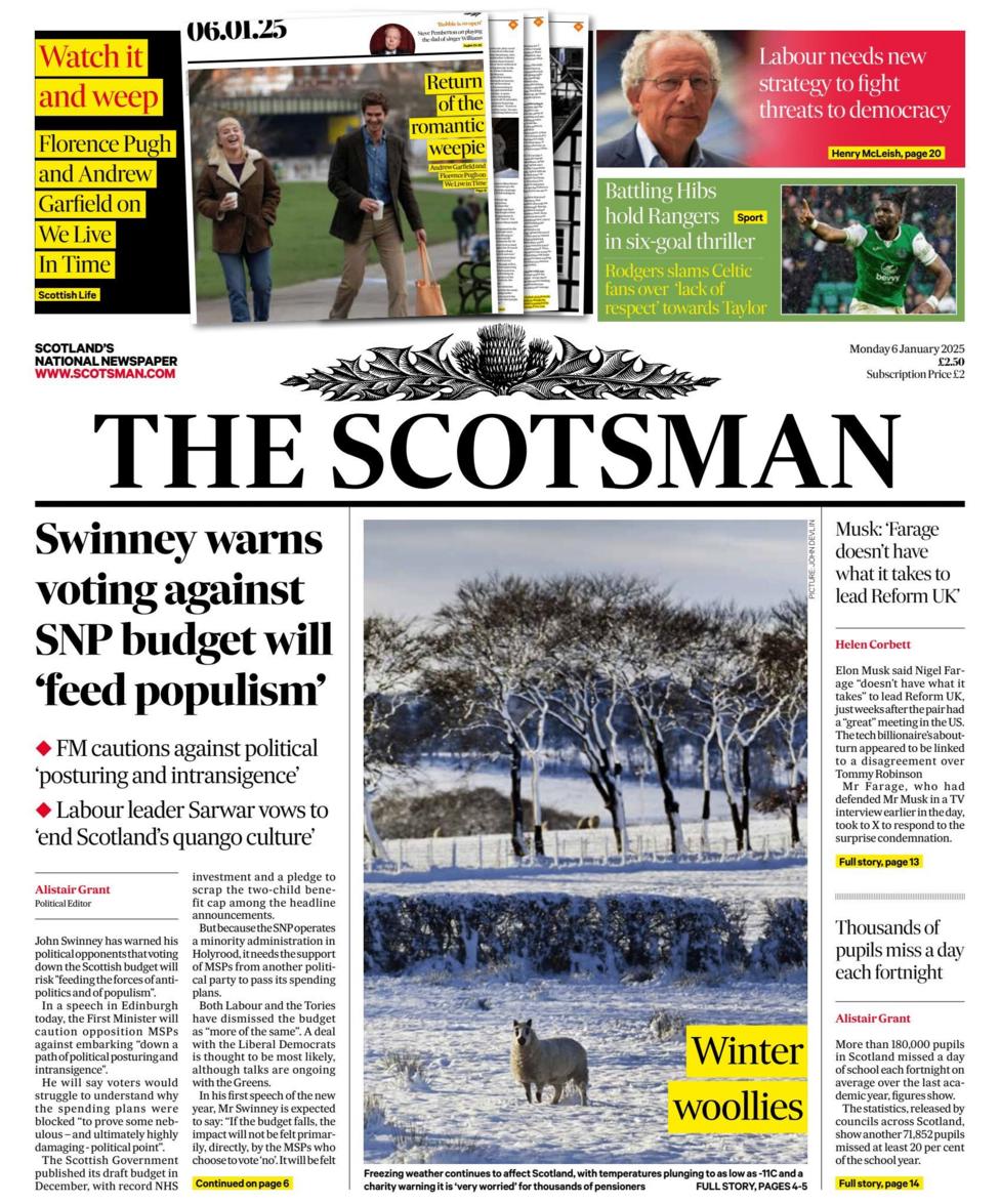 Scotland's papers: SNP budget plea and Musk turns on Farage - BBC News