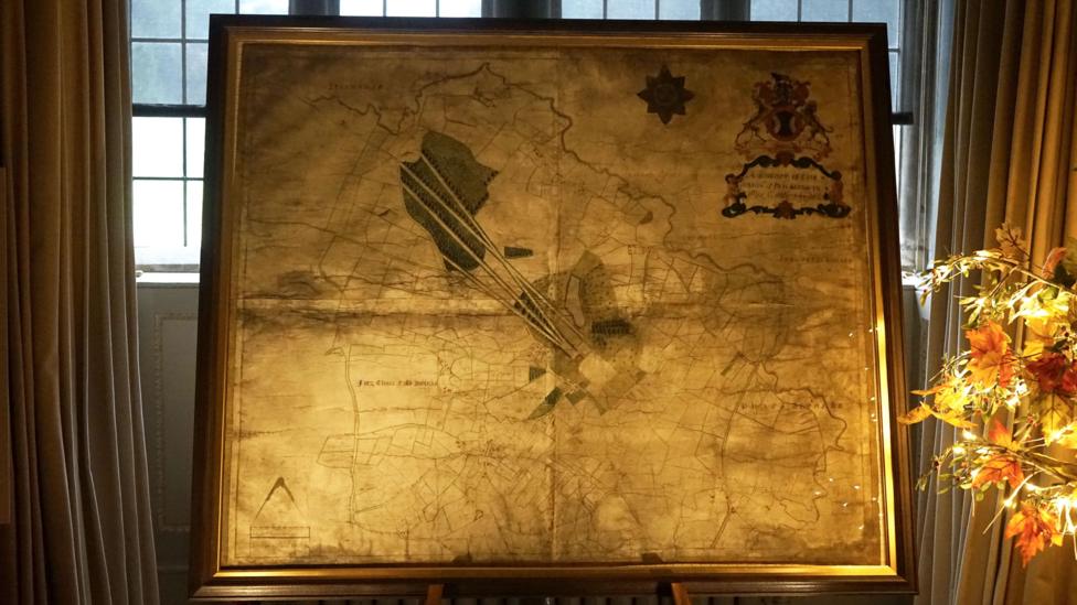 Blickling's 300-year-old map on show after restoration - BBC News