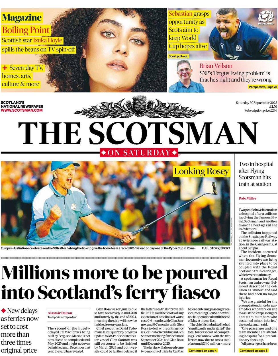 Scotland's papers: Ferry costs rise again and Flying Scotsman crash ...