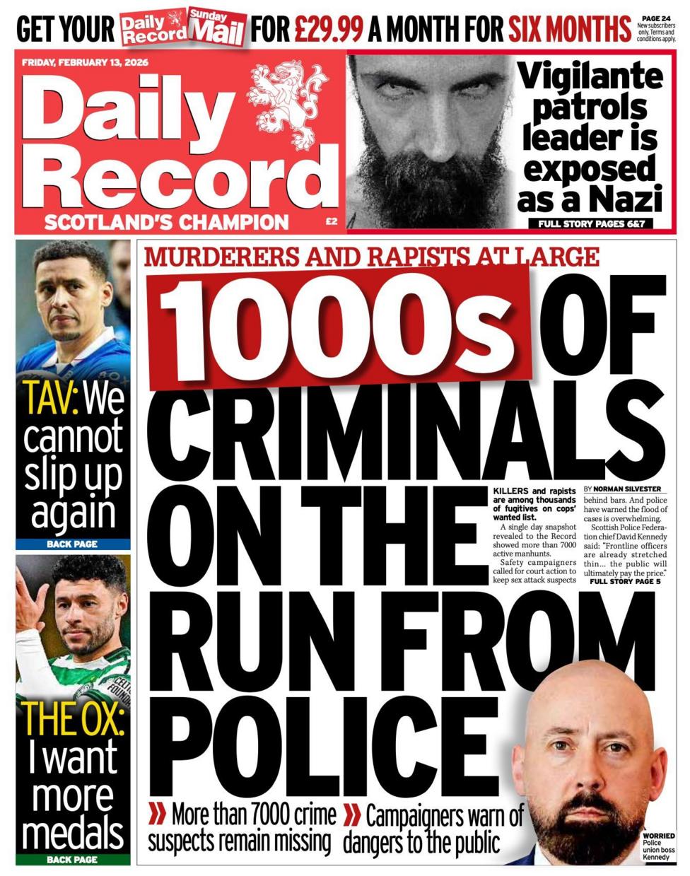 Scotland's papers: Thousands on police wanted list and pothole 'lie ...