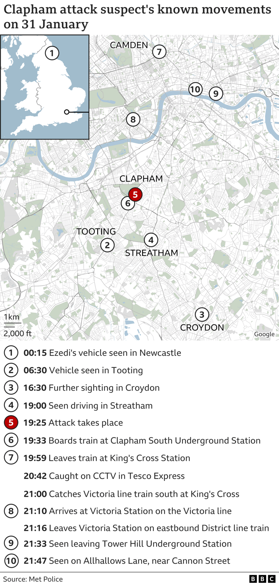 Everything we know about the search for the Clapham attacker - BBC News