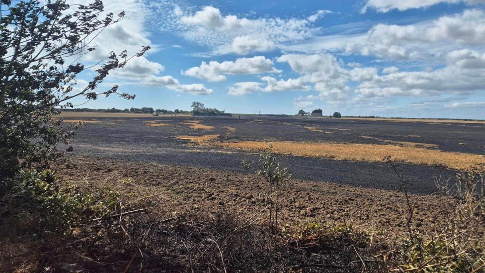 Manston: Aftermath revealed as field badly damaged in fire - BBC News