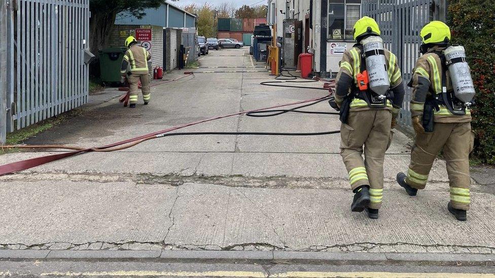 Braintree: Fire crews tackle factory furnace explosion - BBC News