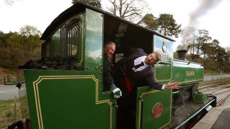 Prince Charles drives restored steam train at Milton of Crathes - BBC News