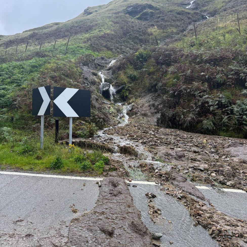 A83 reopens after landslides blocked the road - BBC News