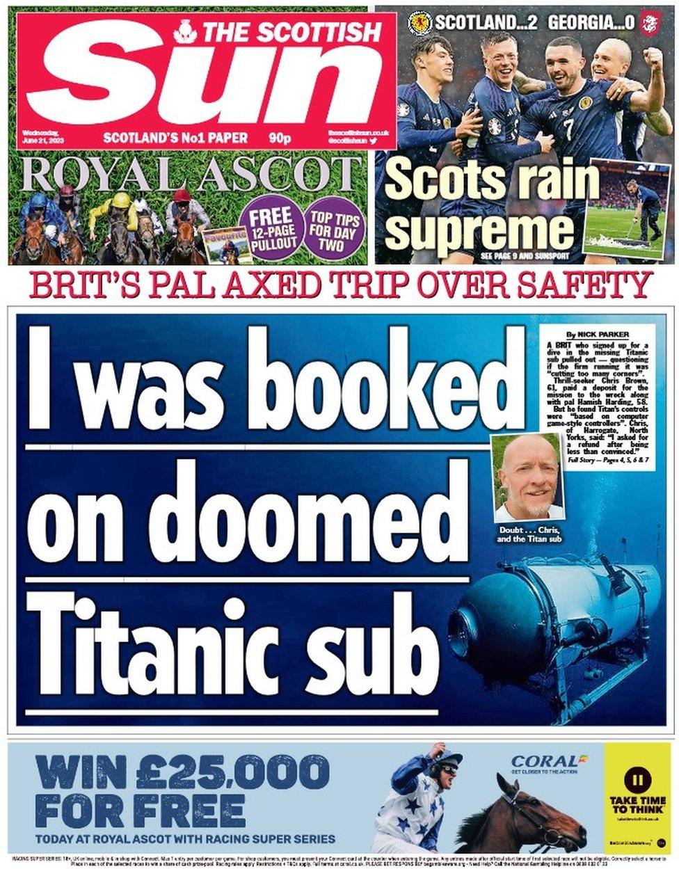 Scotland's papers: Hours to save sub crew and Slater survives vote ...