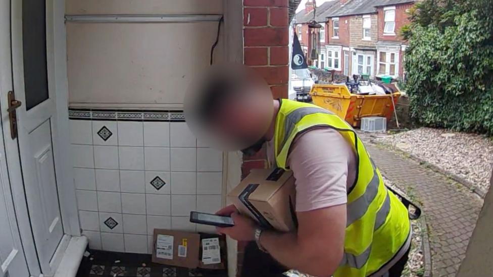 DPD worker throws gift for Sudbury boy with tumour across garden - BBC News