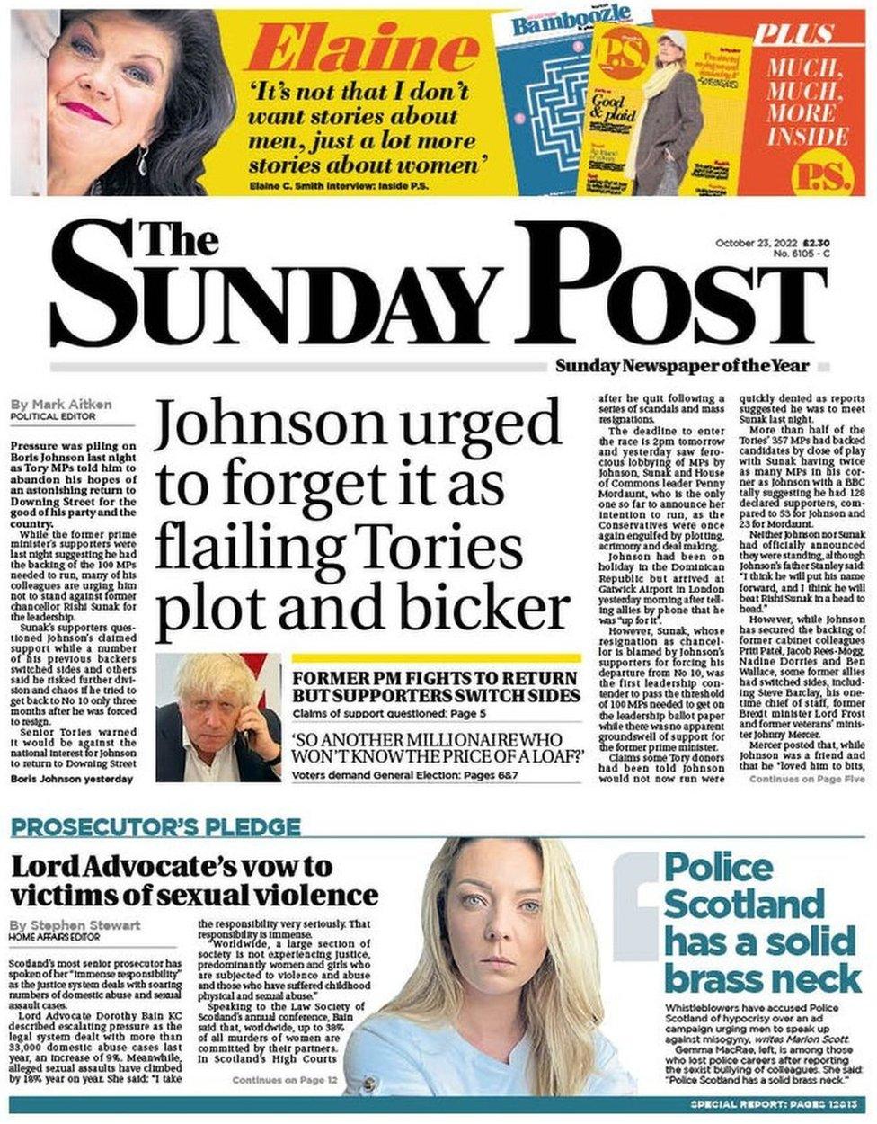 Scotland's papers: 'Nightmare' No10 and Johnson told to prove support ...