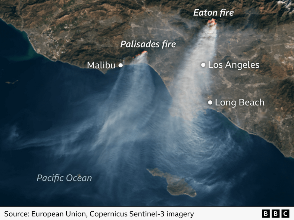 LA fires in maps: Where are they and how bad is the damage? - BBC News
