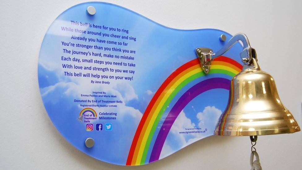 Kettering patient donates bell 'of hope' and is first to ring it - BBC News