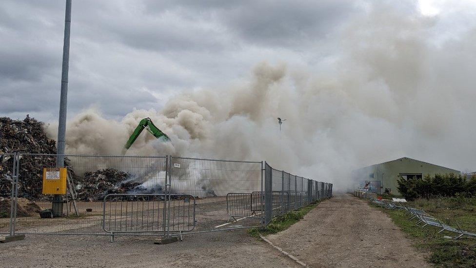 Firefighters still at scene of Port Sutton Bridge scrap blaze - BBC News
