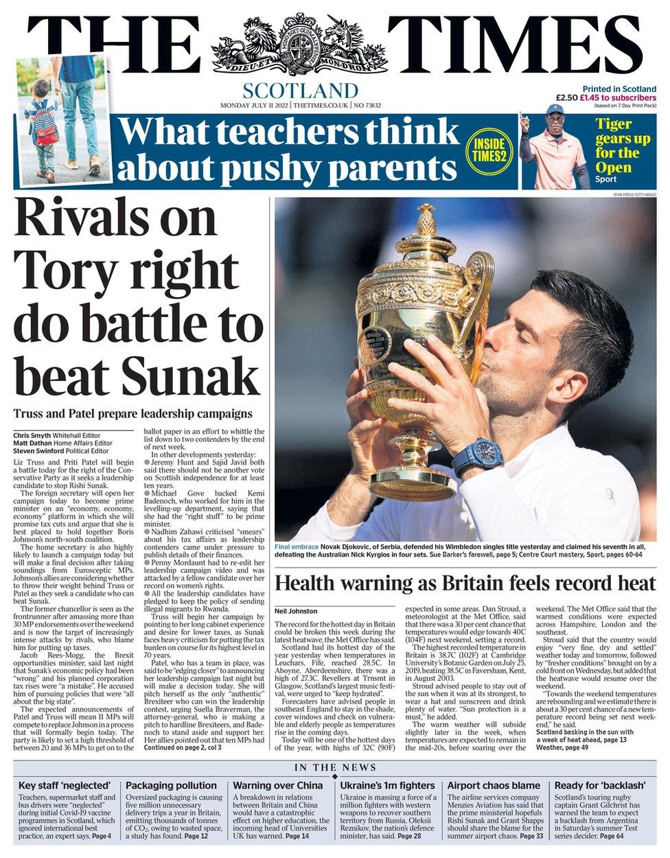 Scotland's papers: No indyref and tax cut vows in Tory leadership race ...