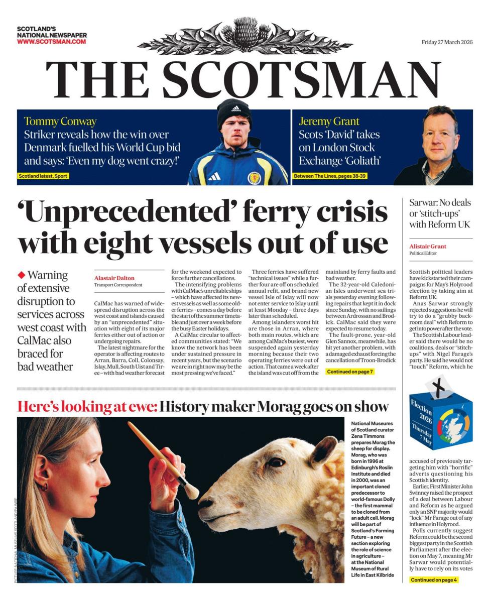 Scotland's papers: 'Unprecedented' ferry crisis and weight-loss tablet ...