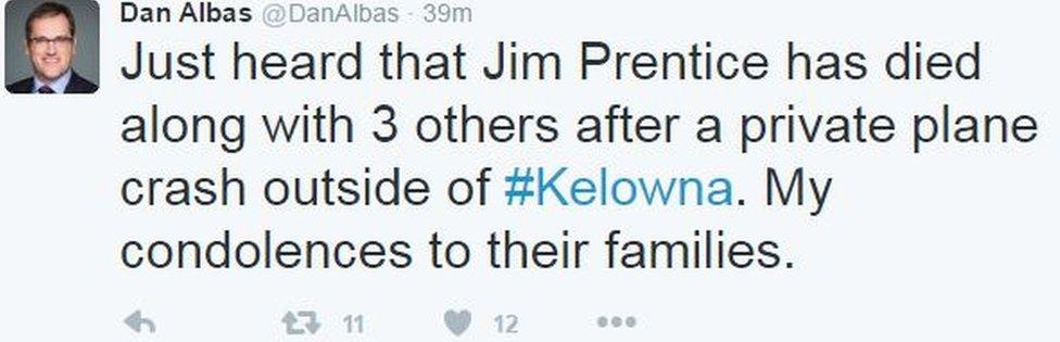 Jim Prentice death: Ex-Alberta premier killed in plane crash - BBC News