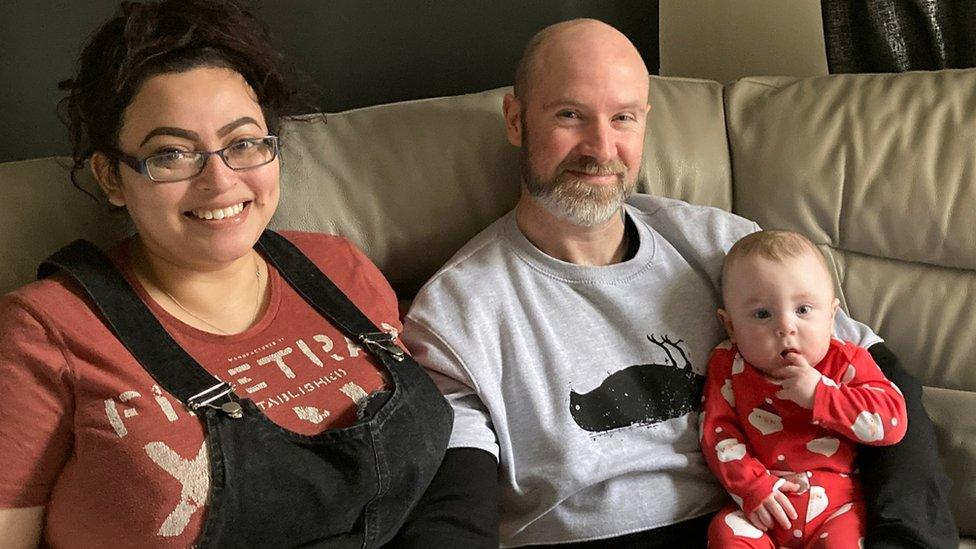 Premature baby's first Christmas at home in Stourport - BBC News