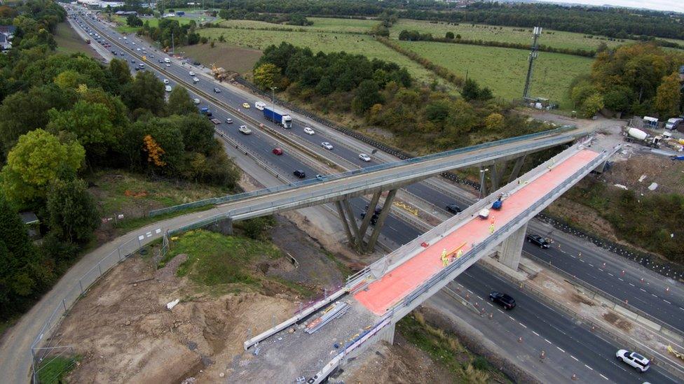 Delays expected as M74 section closed for bridge demolition - BBC News