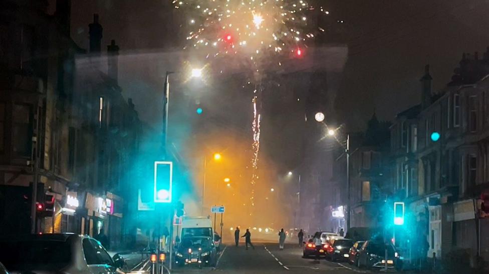 Police helicopter Edinburgh firework attacks as 19 arrested - BBC News