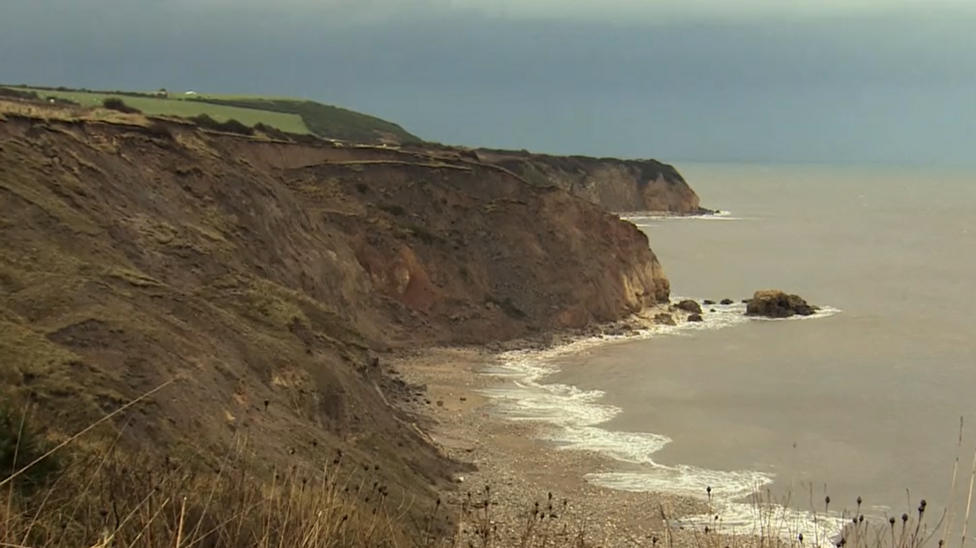 Seaham Hall beach cliff face collapses in landslip - BBC News