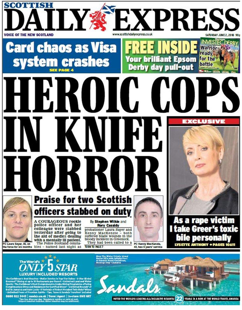 The Papers: 'Hero police officers in stab horror' - BBC News