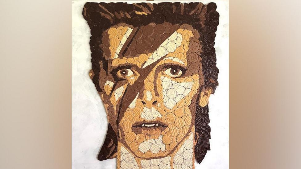 Famous portraits created with digestive biscuits by mosaic artist - BBC ...